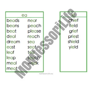 Printable Montessori Green Series Photo and Word Cards + Word Lists in ...