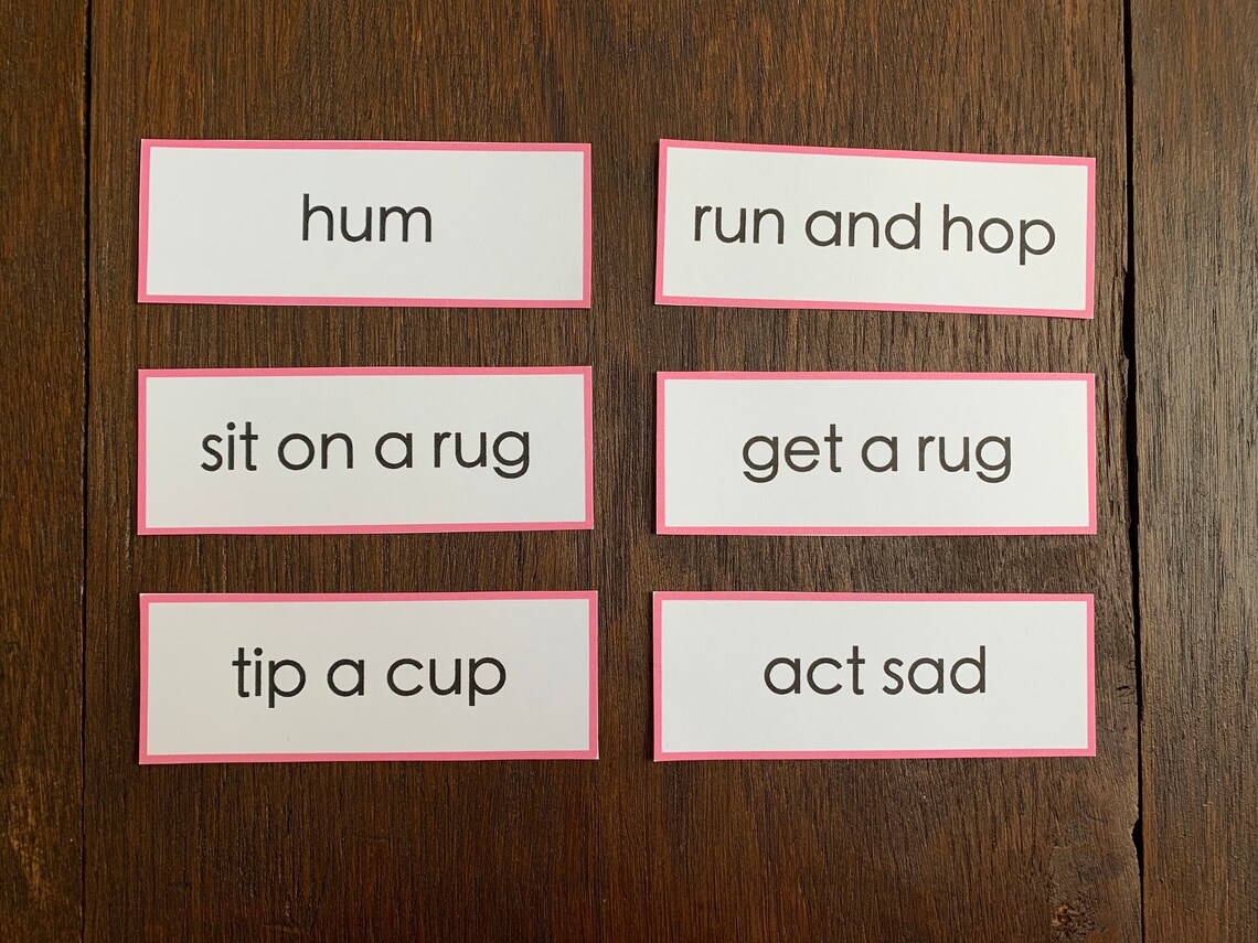 Printable Montessori Phonetic Command Cards Pink Blue & - Etsy