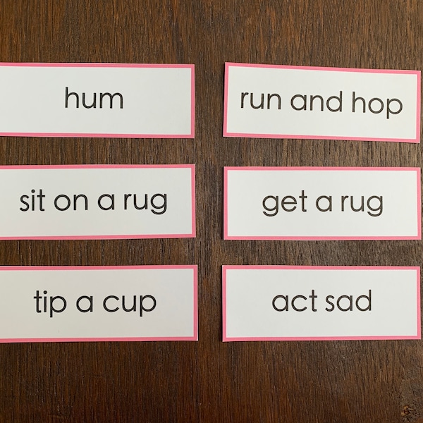 Commands Cards Montessori Pink Series - Etsy
