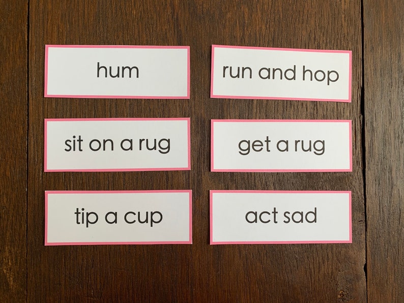 Printable Montessori Phonetic Command Cards -- Pink, Blue, & Green ...