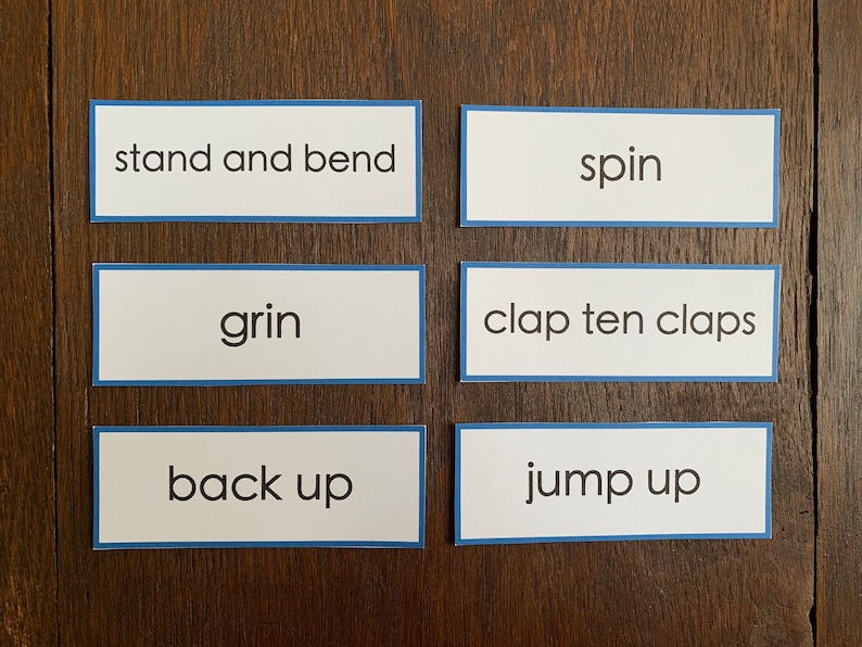 Printable Montessori Phonetic Command Cards Pink Blue & - Etsy
