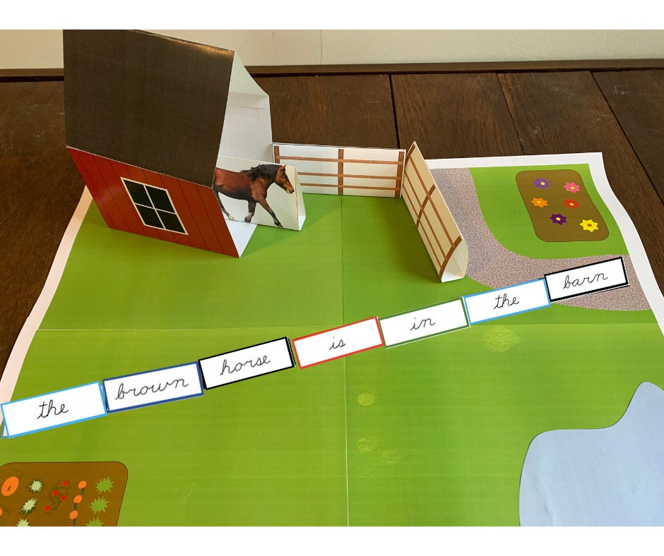 Printable Montessori Grammar Farm With Labels in Cursive - Etsy