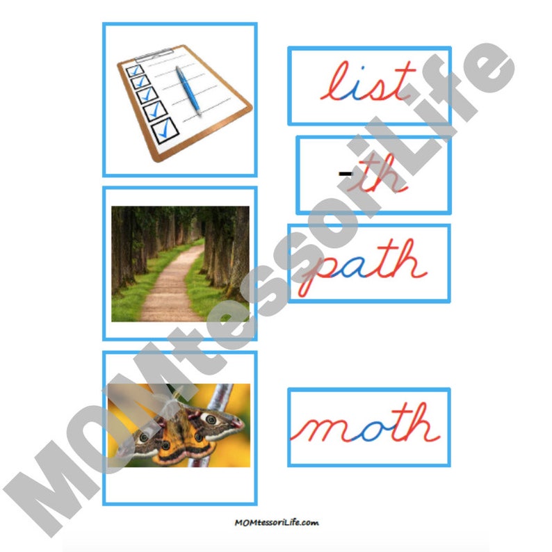 Printable Montessori Blue Series Photos and Word Cards + Word Lists in ...