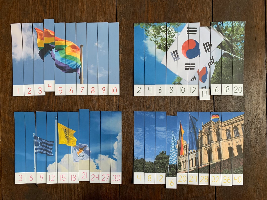 Montessori-inspired Flag Skip Counting Puzzles Printable - Etsy