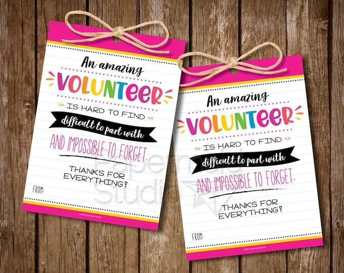 Volunteer Thank You Gift Tag School Class Volunteer - Etsy