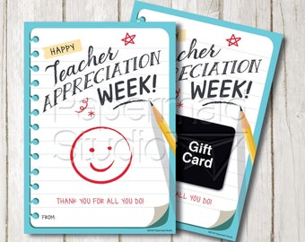 Teacher Gift Card Holder, Printable Teacher Thank You Card, Teacher ...