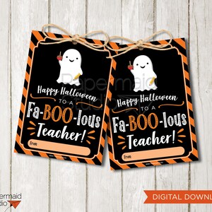 Halloween Teacher Gift Tag Printable - Teacher Halloween Gift - Fa-boo ...