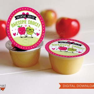 Applesauce Valentine Tags - Printable Valentine Applesauce Labels ...