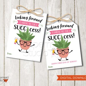 Teacher Back to School Gift Succulent Tag Printable - Etsy