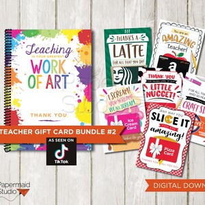 Teacher Gift Card Book Printable Bundle 2 Teacher Gift Card Holder Set ...
