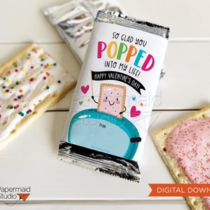 Pop Pastry Valentine Labels - Printable Valentine Toaster Tart Wrap Tag ...