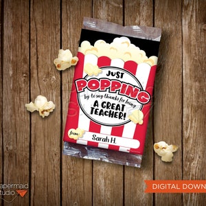 Teacher Appreciation Gift - Popcorn Teacher Appreciation Tag Wrap ...