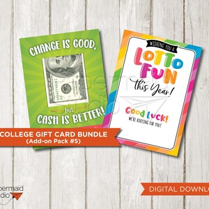 College Student Gift Card Book Add-on Pack 5 Printable Bundle ...