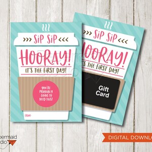 PRINTABLE Back to School Coffee Teacher Gift Card Holder First Day of ...