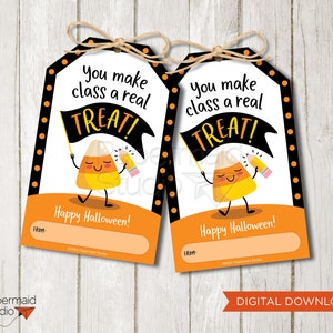 Halloween Student Gift Tag Printable - Class Halloween Gift Tag - Candy ...