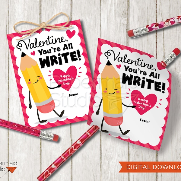 Valentine Pencils - Etsy