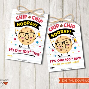 100th Day of School Cookie Tags Printable Happy 100 Days of School ...