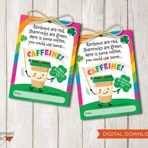 St Patricks Day Teacher Gift - Printable St Patricks Coffee Gift Tag ...