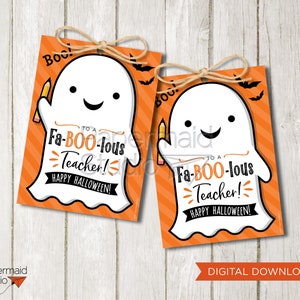 Teacher Halloween Gift Tag - Halloween Teacher Gift Card - Happy ...