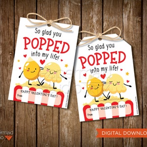 Valentine Popcorn Tags - Printable Valentine Popcorn Labels - Valentine ...
