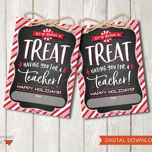 Teacher Christmas Gift Tag Printable - Teacher Christmas Card - Teacher ...