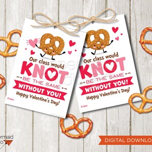 Valentine Pretzel Tags - Printable Pretzel Valentines Tag - Pretzels ...