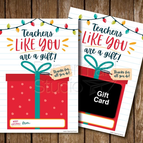 Teacher Christmas Gift Card Holder Printable Virtual - Etsy