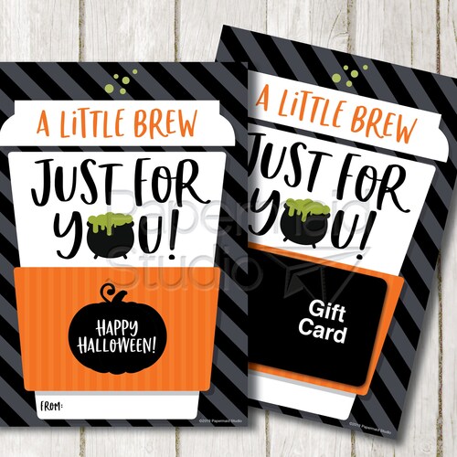 Halloween Coffee Gift Card Printable Teacher Gift Staff - Etsy