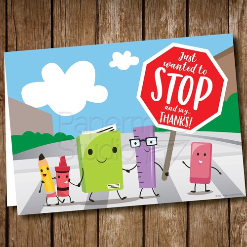 Crossing Guard or Bus Driver Printable Thank You Card - Etsy