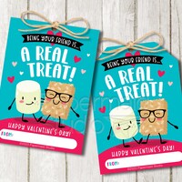 Crispy Rice Treats Valentine Tags Printable Kids Classroom Valentines ...