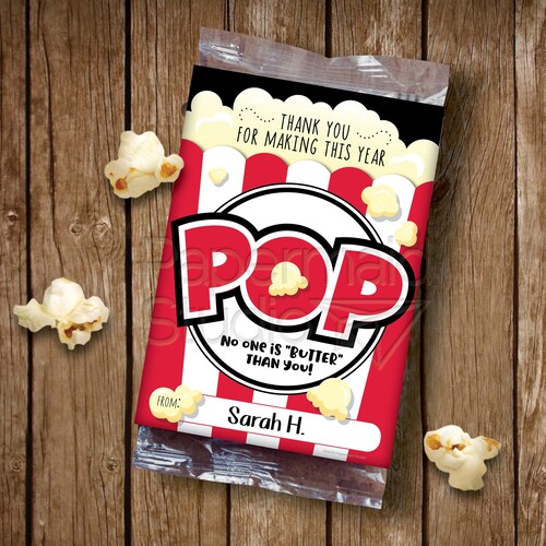 Teacher Appreciation Popcorn Tag Printable Teacher Thank You - Etsy