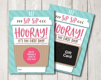 Printable Back to School Coffee Teacher Gift Card Holder, Sip Sip ...