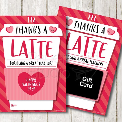 EDITABLE Coffee Card Holder Thanks a Latte Holiday Gift Card - Etsy