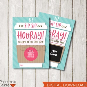 PRINTABLE Back to School Coffee Teacher Gift Card Holder - First Day of ...