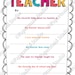 PRINTABLE All About My Teacher Thank You Card End of Year | Etsy