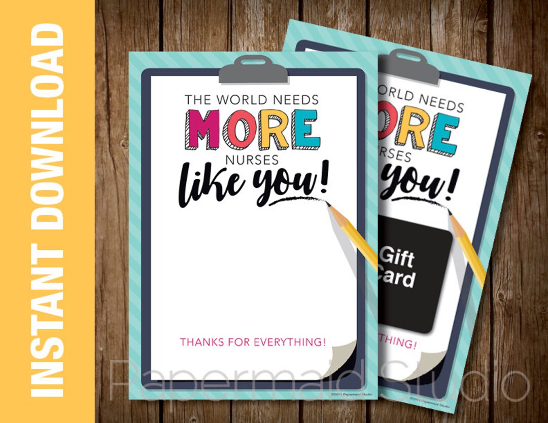 Nurse Thank You Gift Card Holder Printable - Nurse Thank You Card ...