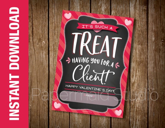 PRINTABLE Client Valentine Treat Card Editable Pdf - Etsy