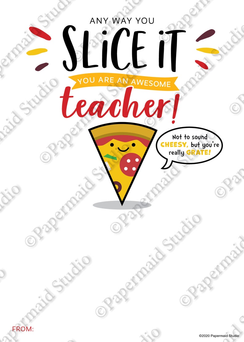PRINTABLE Teacher Thank You Card Pizza Gift Card Holder for - Etsy