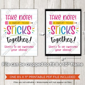Sticky Note Printable Sign - Back to School Teacher Appreciation Gift ...