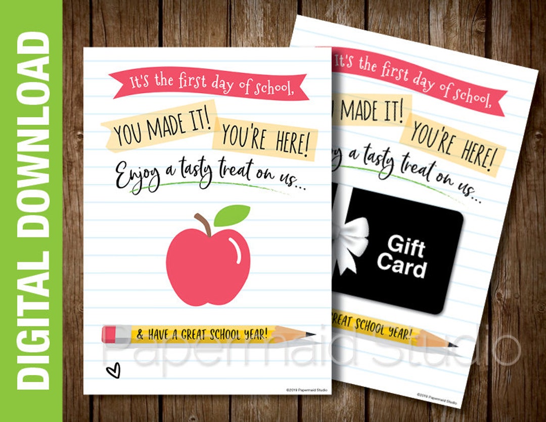 PRINTABLE First Day of School Teacher Gift Card Holder - Welcome Back ...