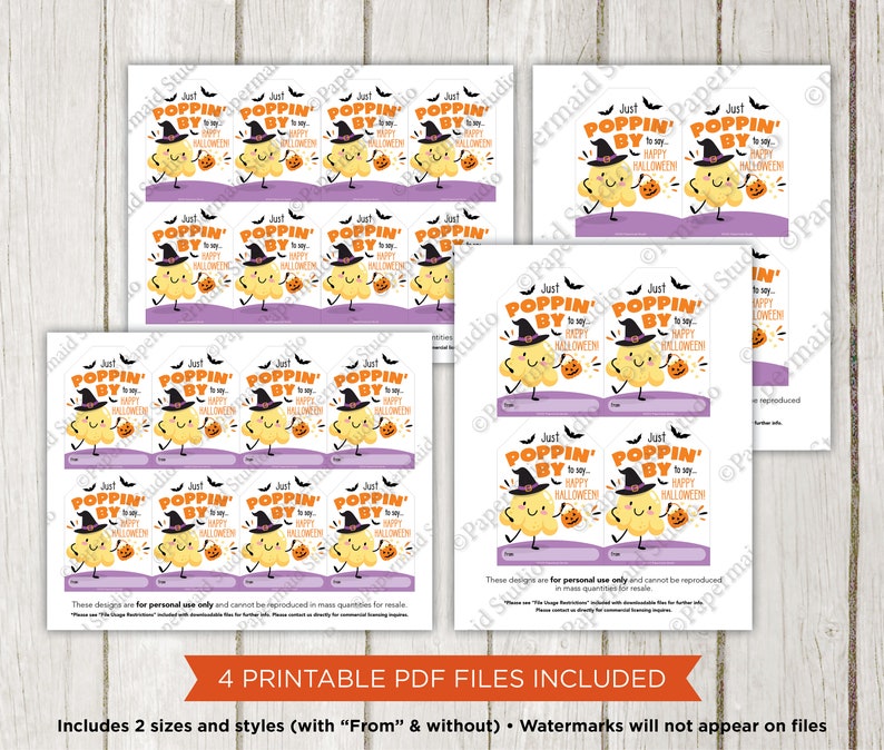 Halloween Popcorn Tags Halloween Popcorn Labels Halloween - Etsy