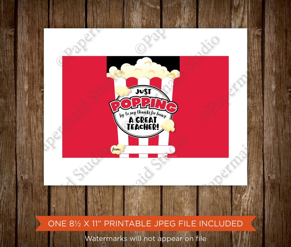 Teacher Appreciation Gift Popcorn Teacher Appreciation Tag - Etsy