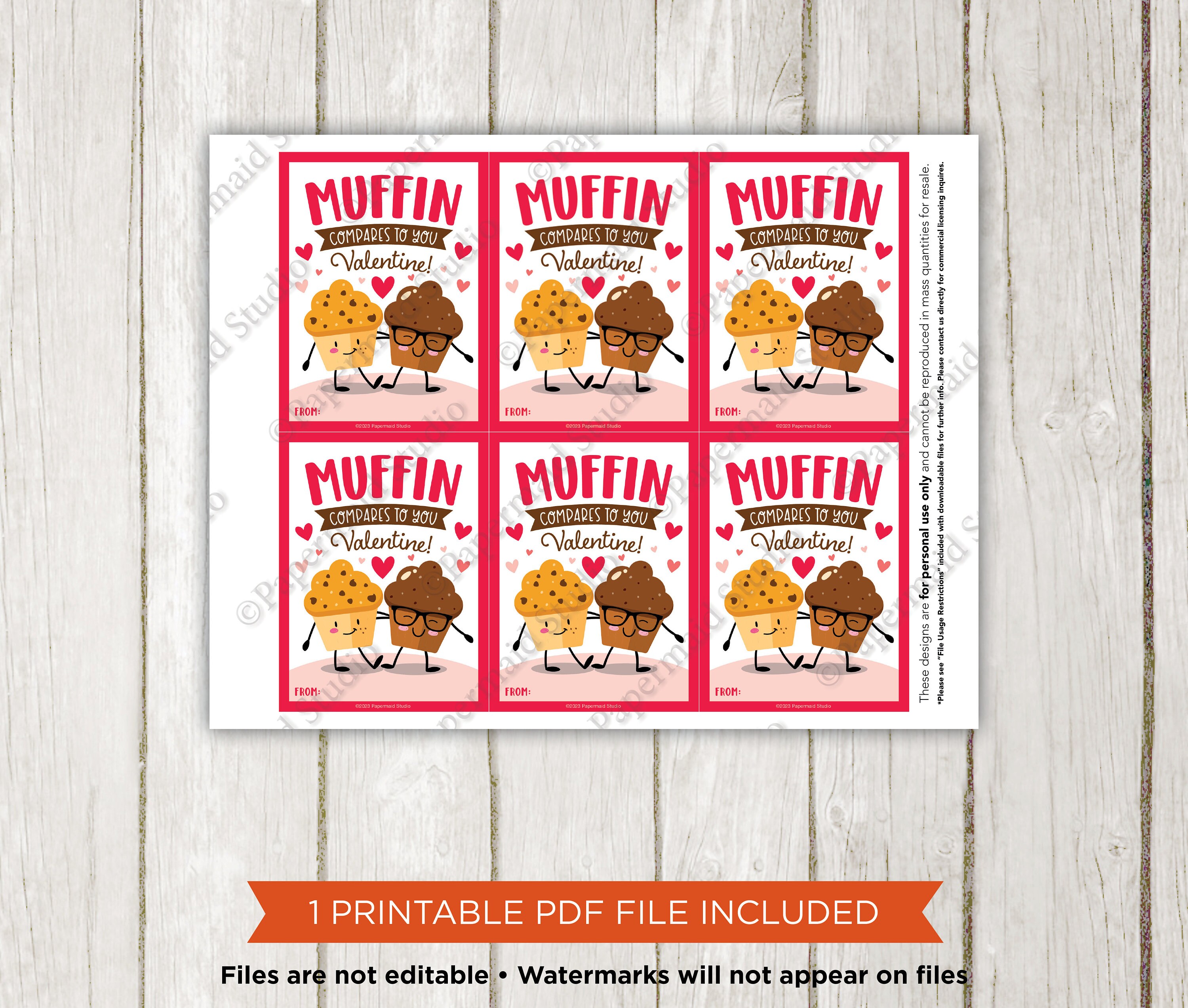 Valentine Muffin Tags - Printable Muffin Valentines Tag - Mini Muffins ...