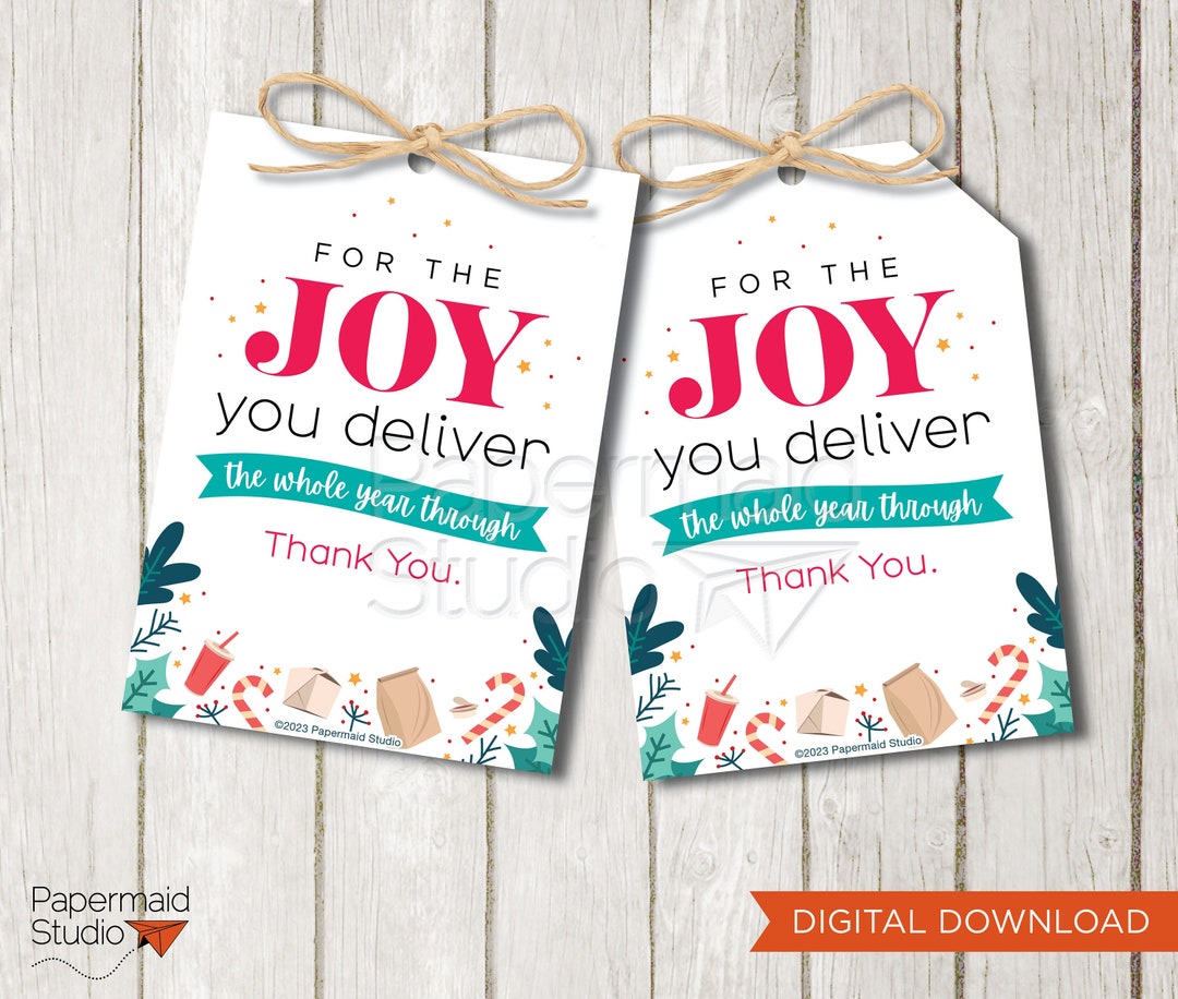 Food Delivery Driver Christmas Gift Tag Printable - Food Driver Thank ...