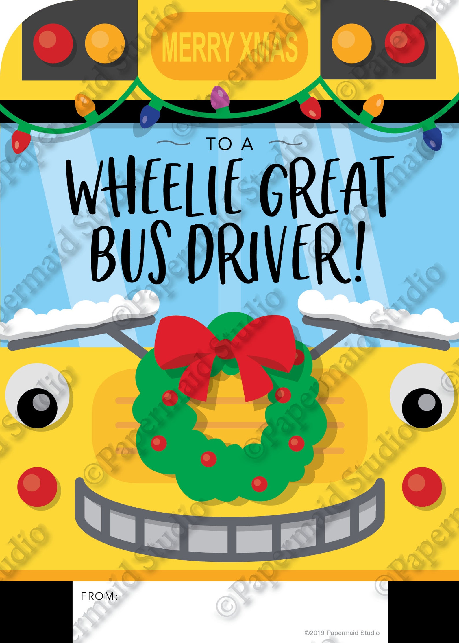 PRINTABLE Bus Driver Christmas Card Thank You Printable Bus - Etsy