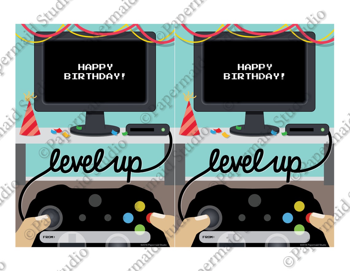 PRINTABLE Video Game Gift Card Holder - Video Gamer Birthday Card ...