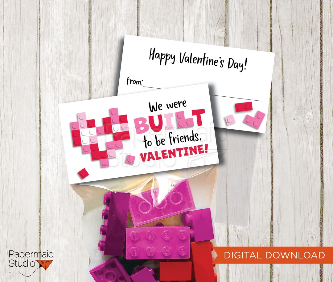 Valentine Building Blocks Bag Topper Printable Valentine's Day Bricks ...