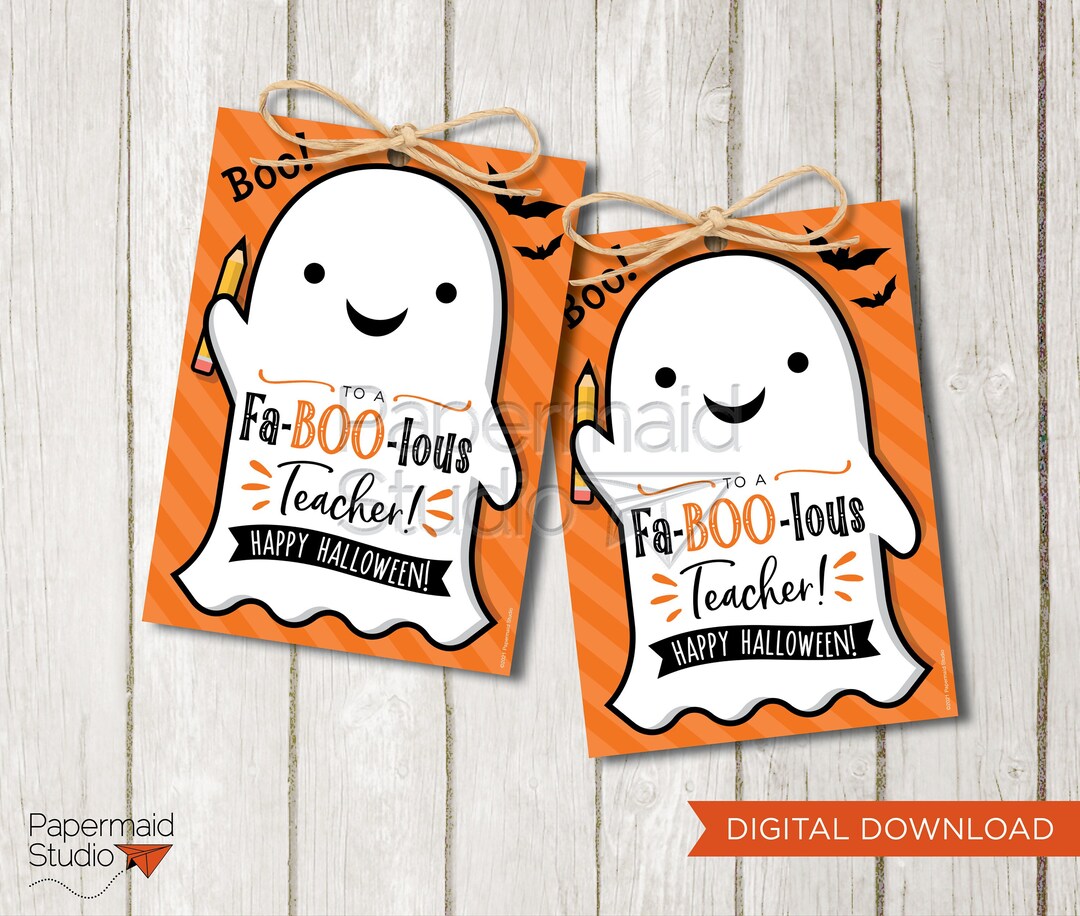 Teacher Halloween Gift Tag - Halloween Teacher Gift Card - Happy ...