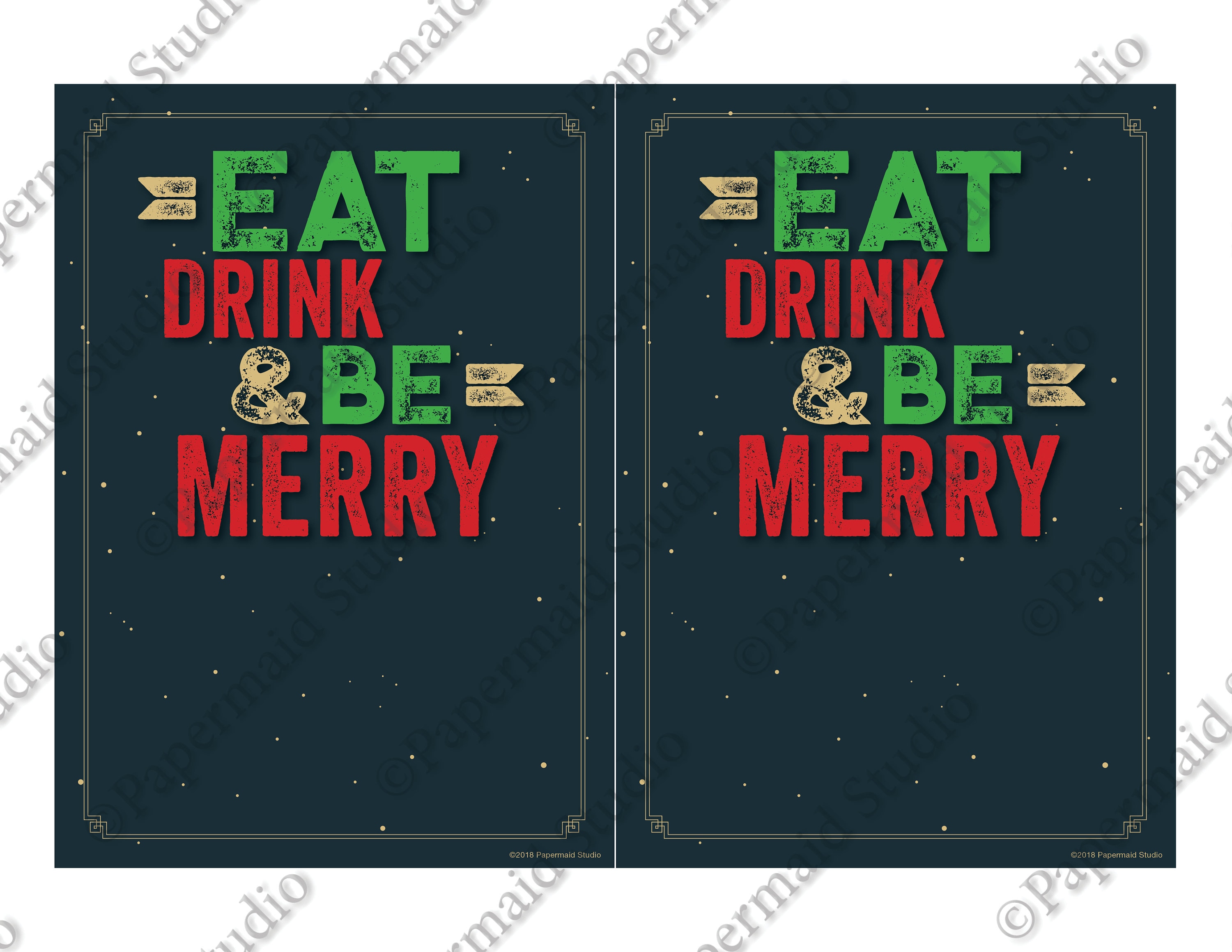 PRINTABLE Food and Drink Christmas Card -- Restaurant Holiday Card ...