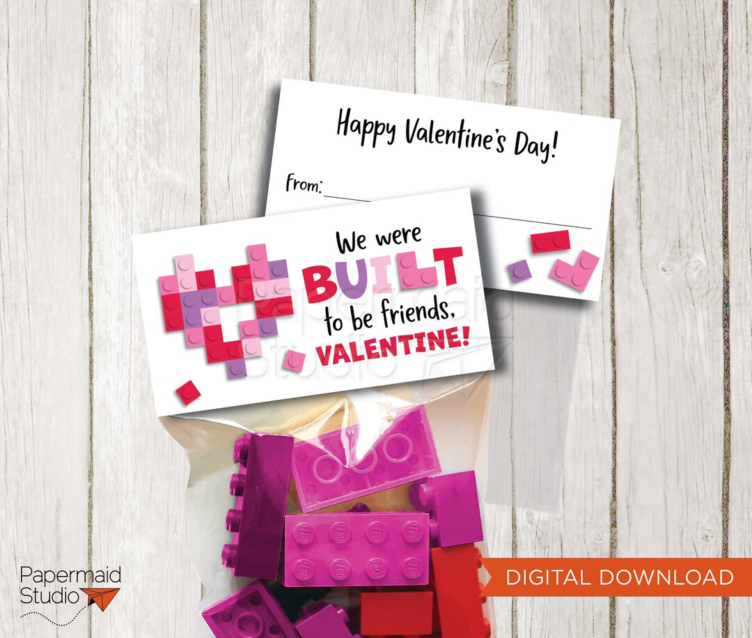 PRINTABLE Valentine Building Blocks Bag Topper - Valentine's Day Bricks ...